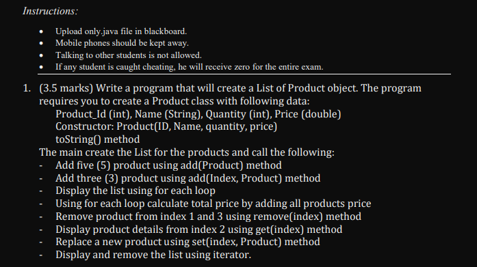 Solved 1. (3.5 marks) Write a program that will create a | Chegg.com