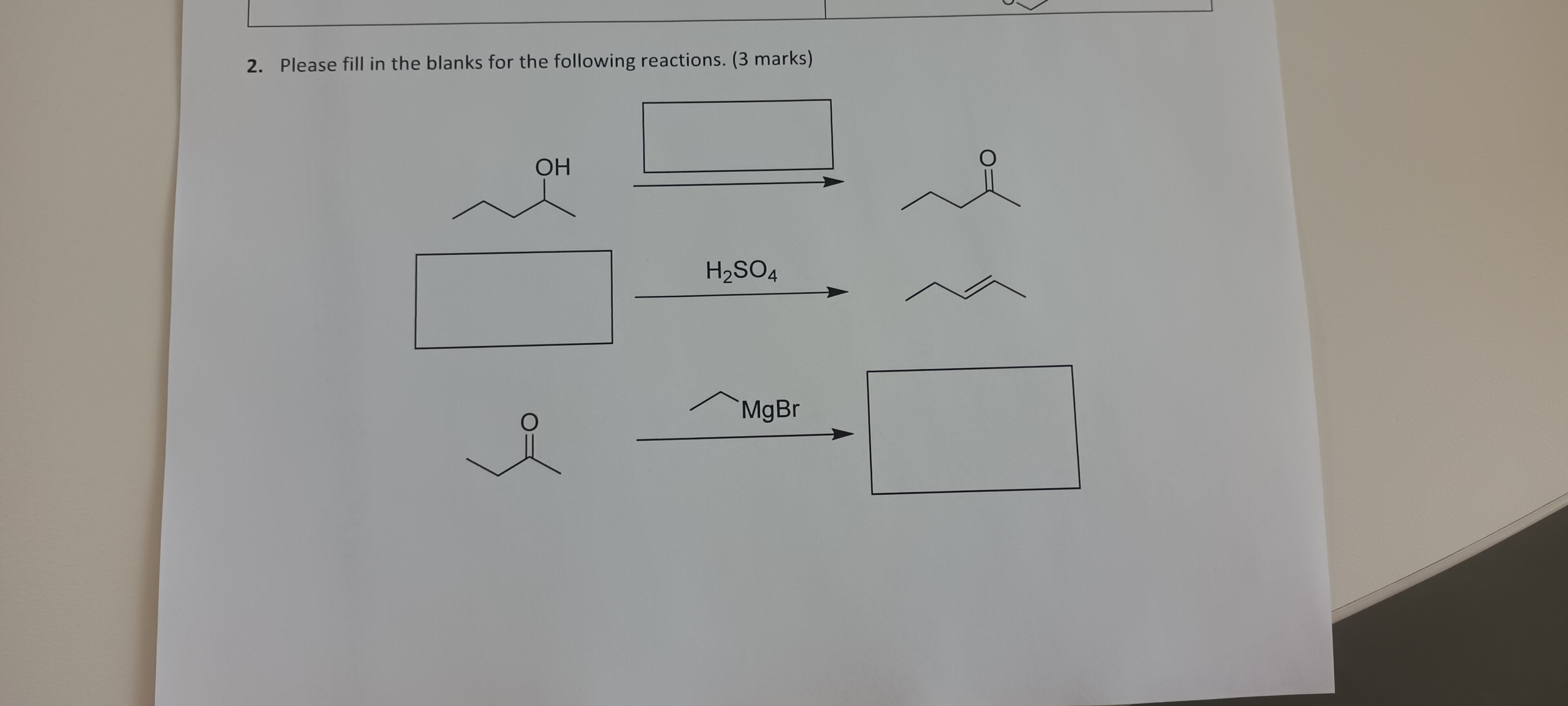 Solved 2. Please fill in the blanks for the following | Chegg.com
