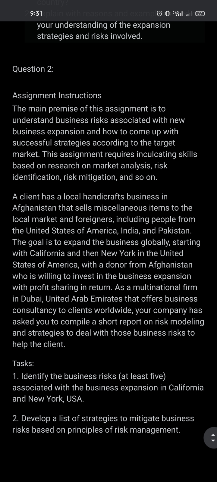 Solved Question 1: Expansion of a business internationally | Chegg.com