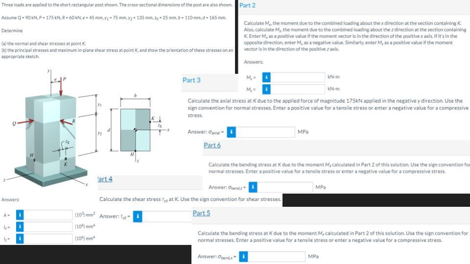 Solved Part 7 Enter the total normal stress in the y | Chegg.com