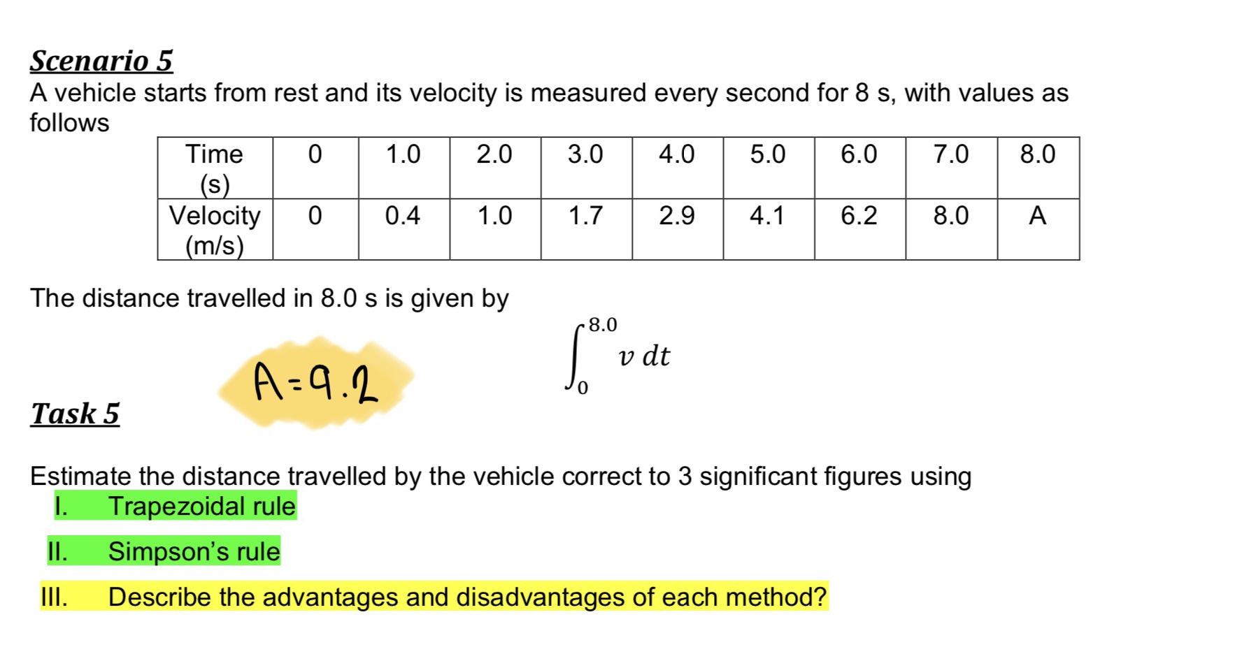 Solved Scenario 5 A vehicle starts from rest and its | Chegg.com