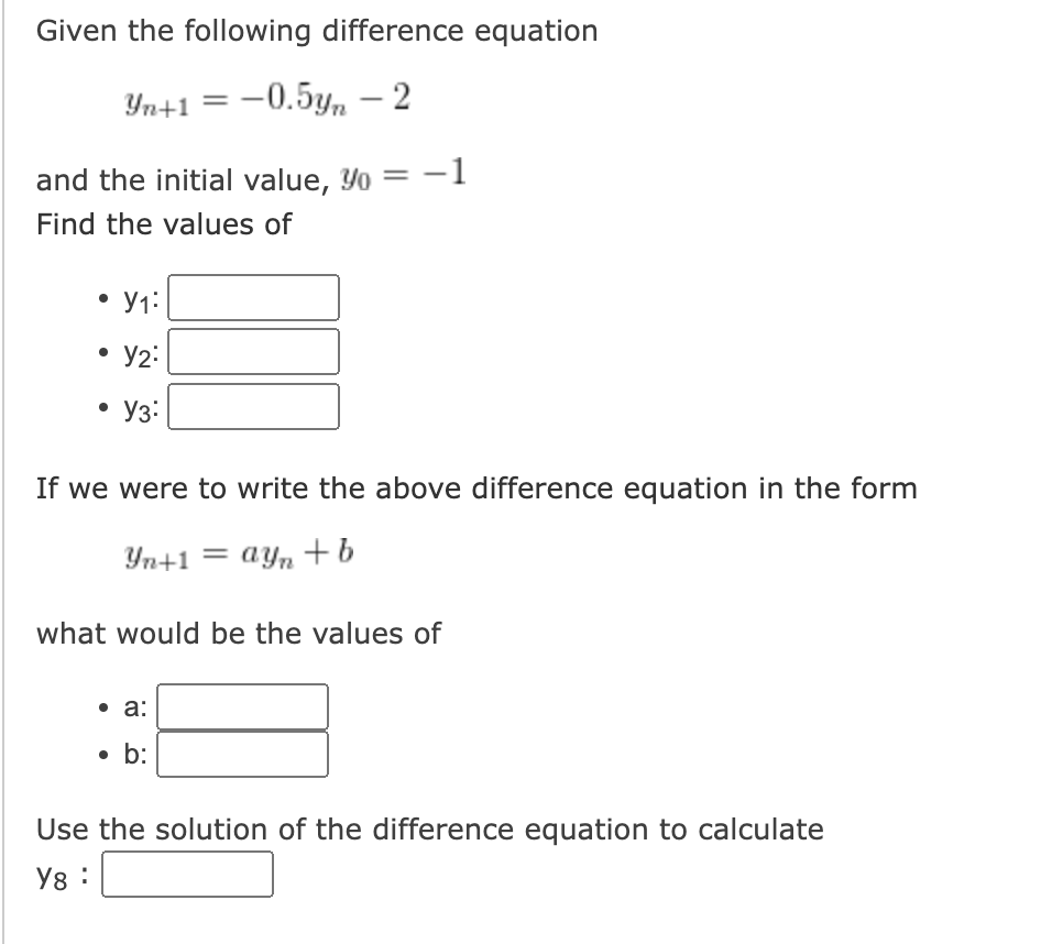Solved Given the following difference | Chegg.com