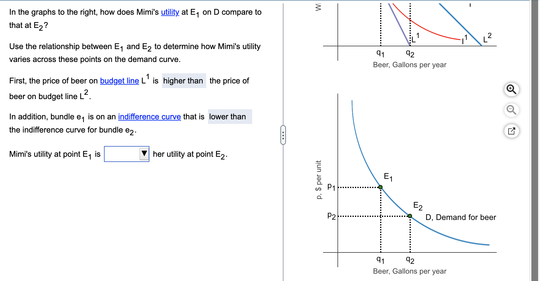 Solved In the graphs to the right, how does Mimi's utility | Chegg.com