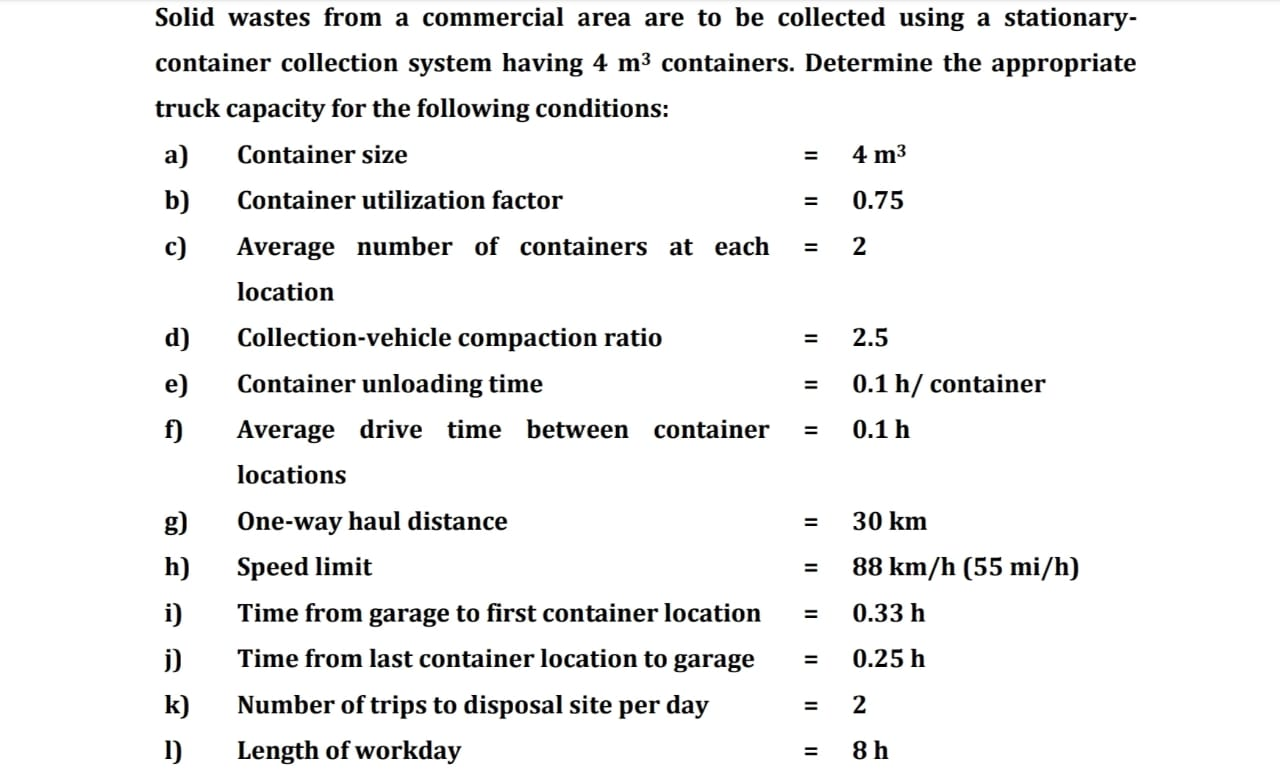 Solved Solid wastes from a commercial area are to be | Chegg.com