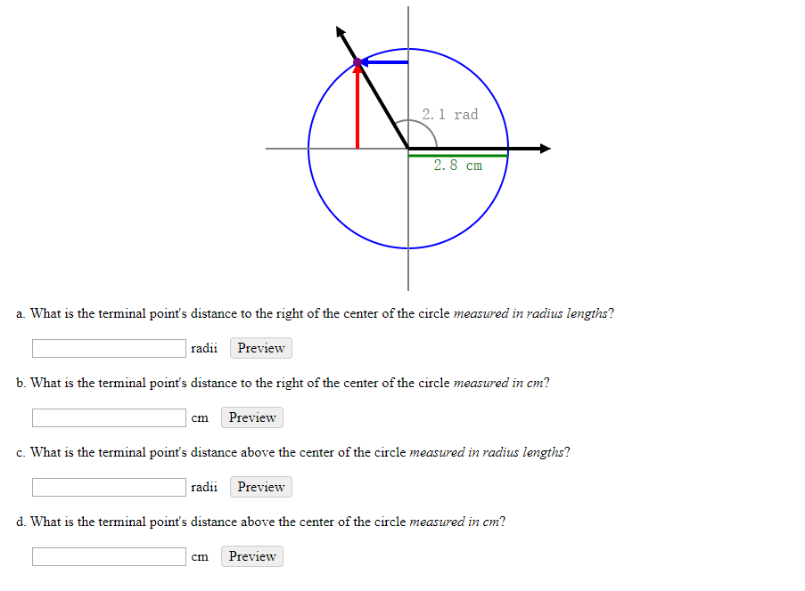 Solved Consider the angle shown below that has a radian | Chegg.com