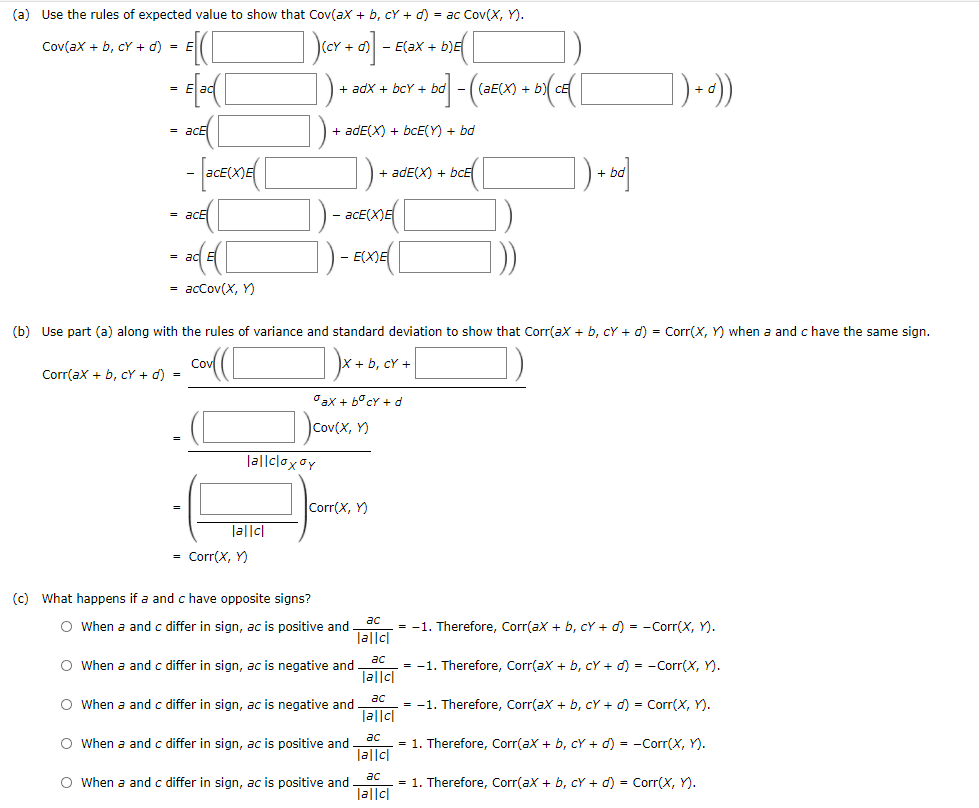 Solved (a) Use the rules of expected value to show that | Chegg.com
