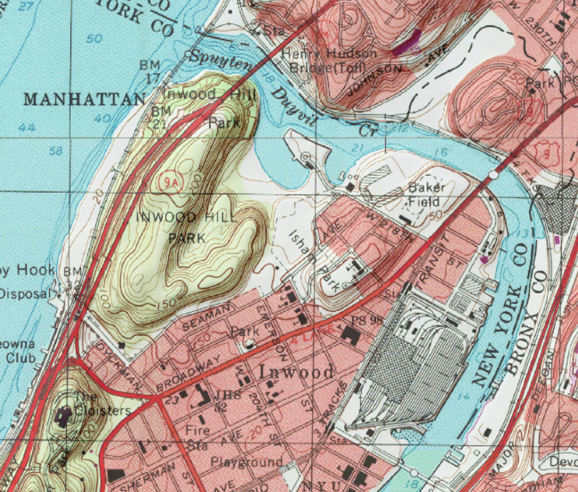 Solved Looking at Inwood Hill Parks topography, if we | Chegg.com