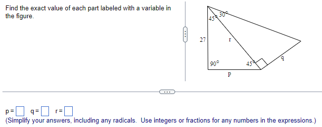 Solved Find the exact value of each part labeled with a | Chegg.com
