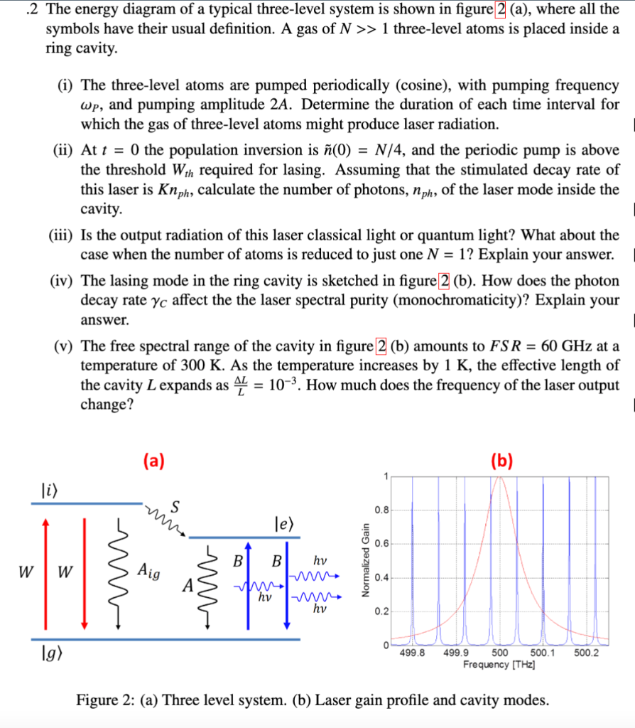 .2 The energy diagram of a typical three-level system | Chegg.com