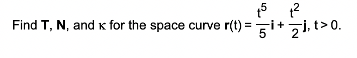 Solved Find T,N, and κ for the space curve | Chegg.com