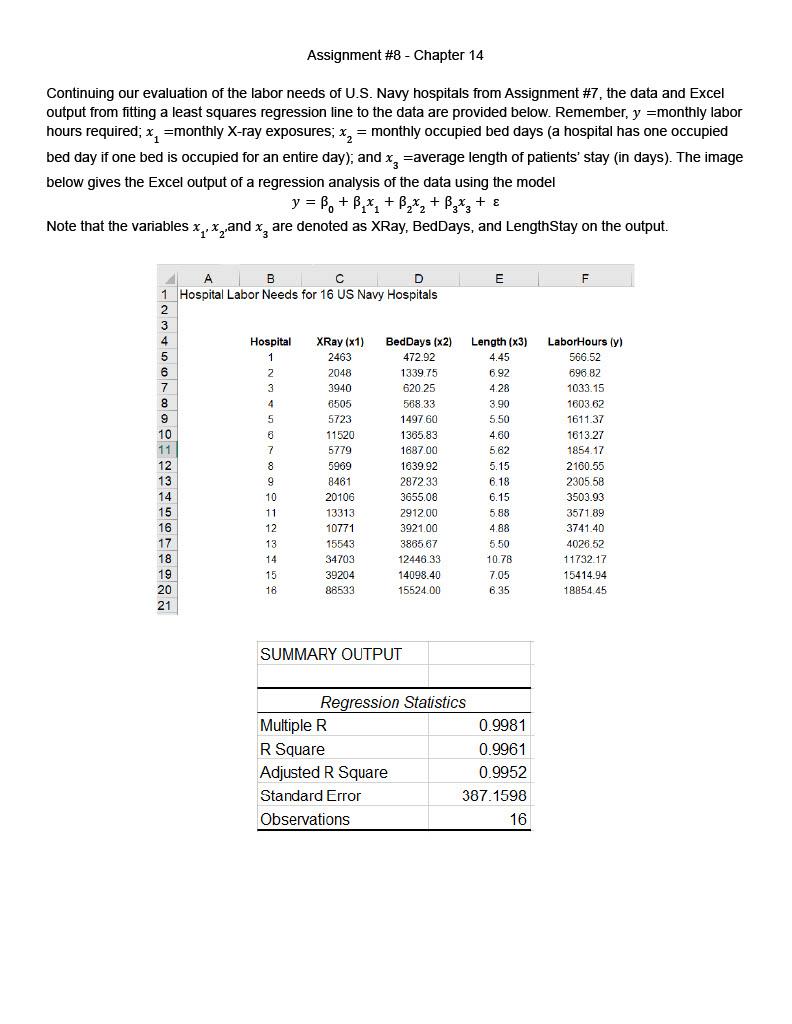 Solved Assignment #8 - Chapter 14 Continuing our evaluation | Chegg.com
