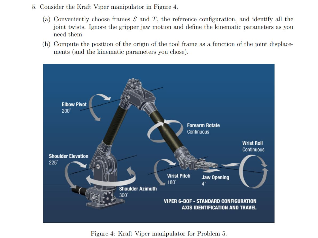 5. Consider the Kraft Viper manipulator in Figure 4. | Chegg.com