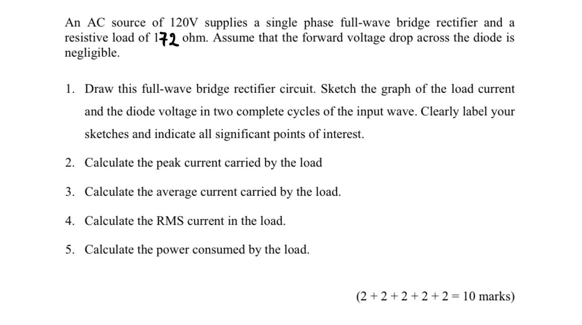 Solved An AC source of 120V supplies a single phase | Chegg.com
