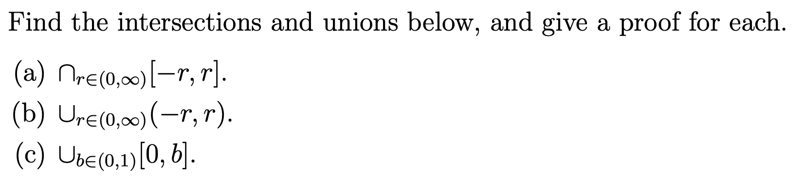 Solved Find the intersections and unions below, and give a | Chegg.com