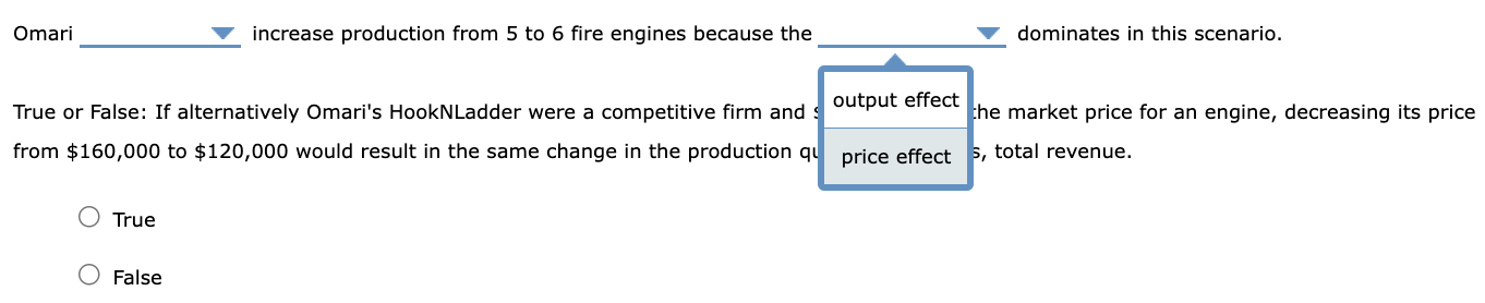 Solved Omari's HookNLadder is the only company selling fire | Chegg.com
