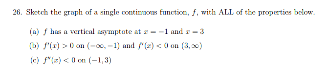 Solved 26. Sketch the graph of a single continuous function, | Chegg.com