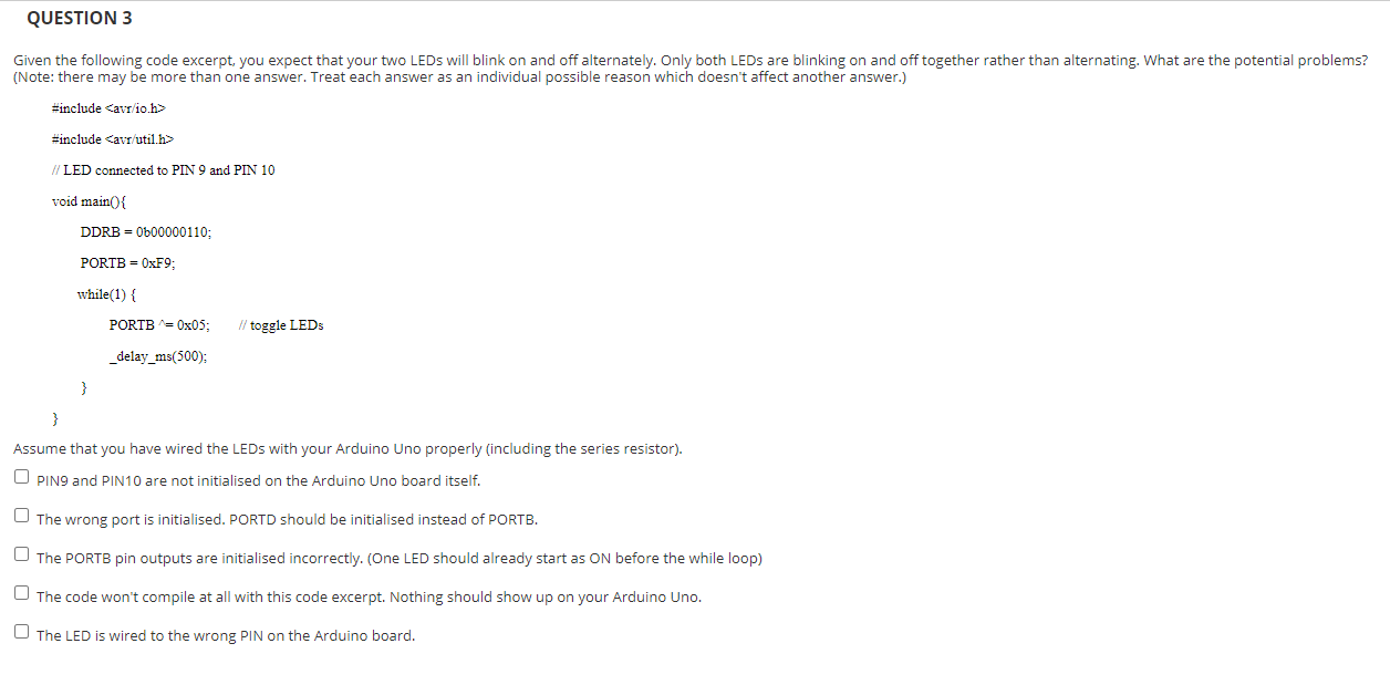 Solved QUESTION 3 Given the following code excerpt, you | Chegg.com