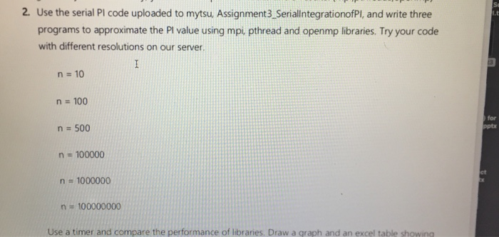 2. Use the serial Pl code uploaded to mytsu, | Chegg.com