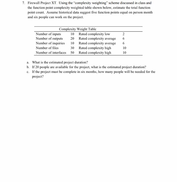 Solved 7. Firewall Project XT. Using the complexity | Chegg.com