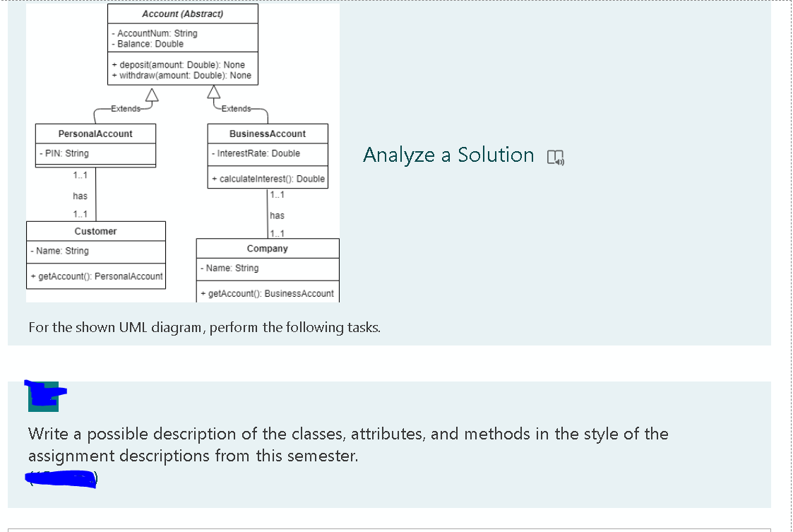 Solved Account (Abstract) Account Num: String Balance: | Chegg.com