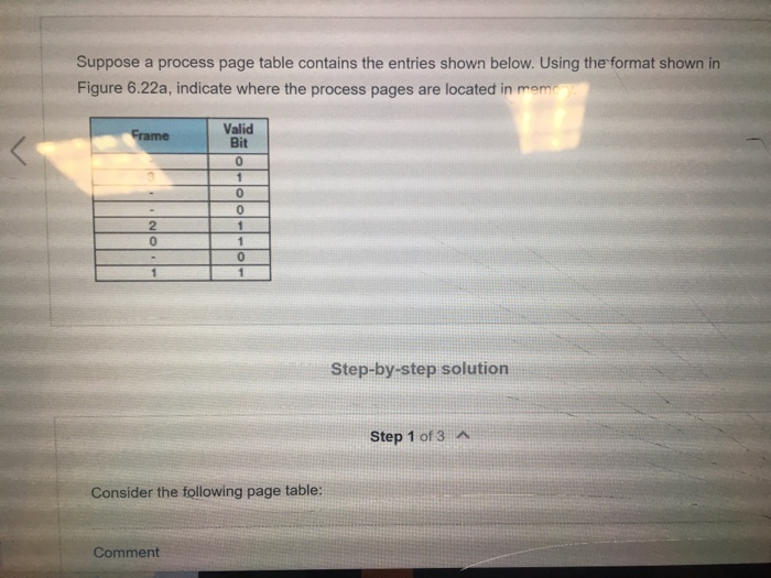 Suppose a process page table contains the entries | Chegg.com