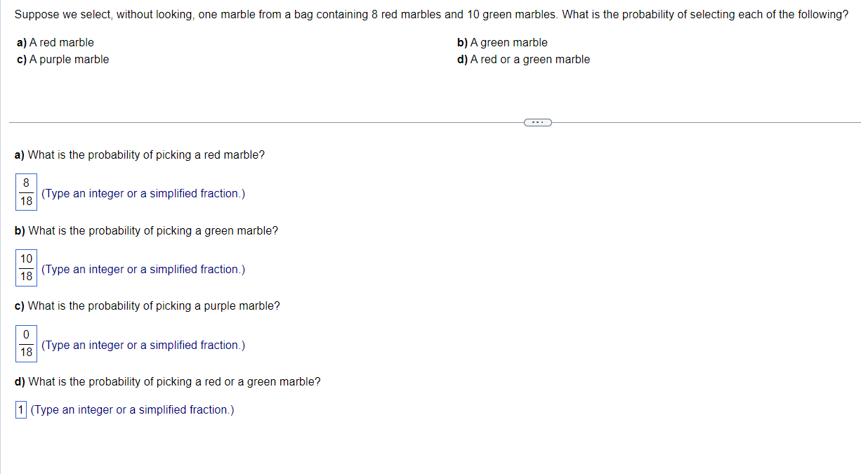 Solved Suppose we select, without looking, one marble from a | Chegg.com