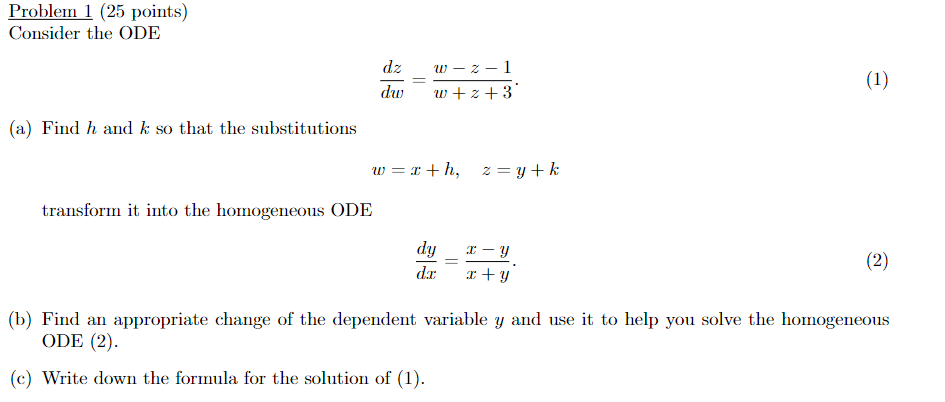 Solved Problem 1 (25 points) Consider the ODE | Chegg.com