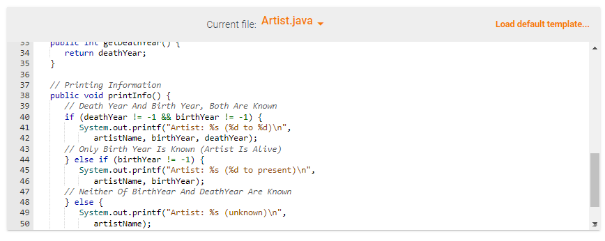 Solved Current File Artistjava Load Default Template 
