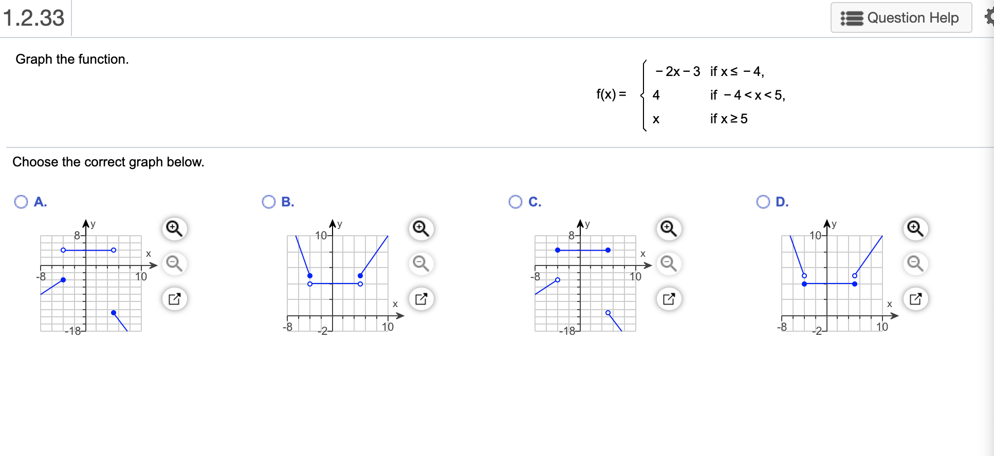 Solved 1.2.33 Question Help Graph the function. - 2x -3 if | Chegg.com