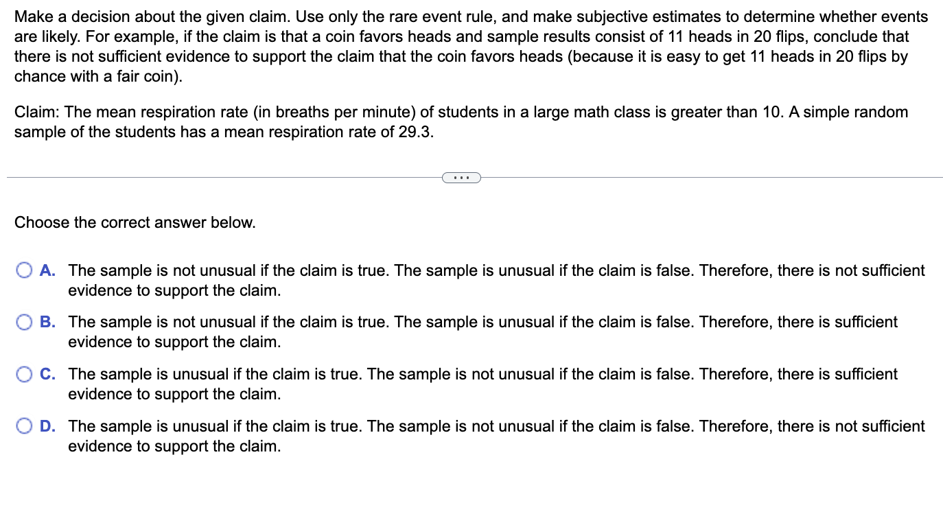 Solved Make a decision about the given claim. Use only the | Chegg.com