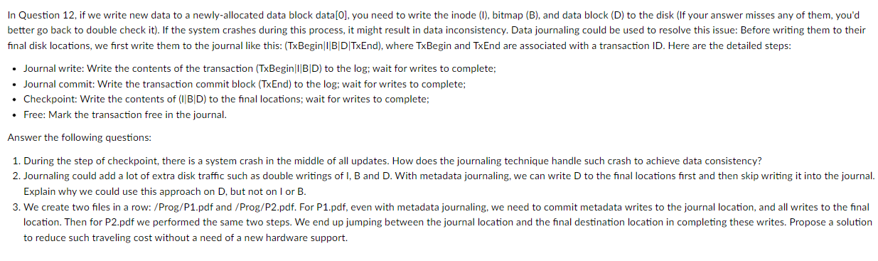 Solved In Question 12, if we write new data to a | Chegg.com