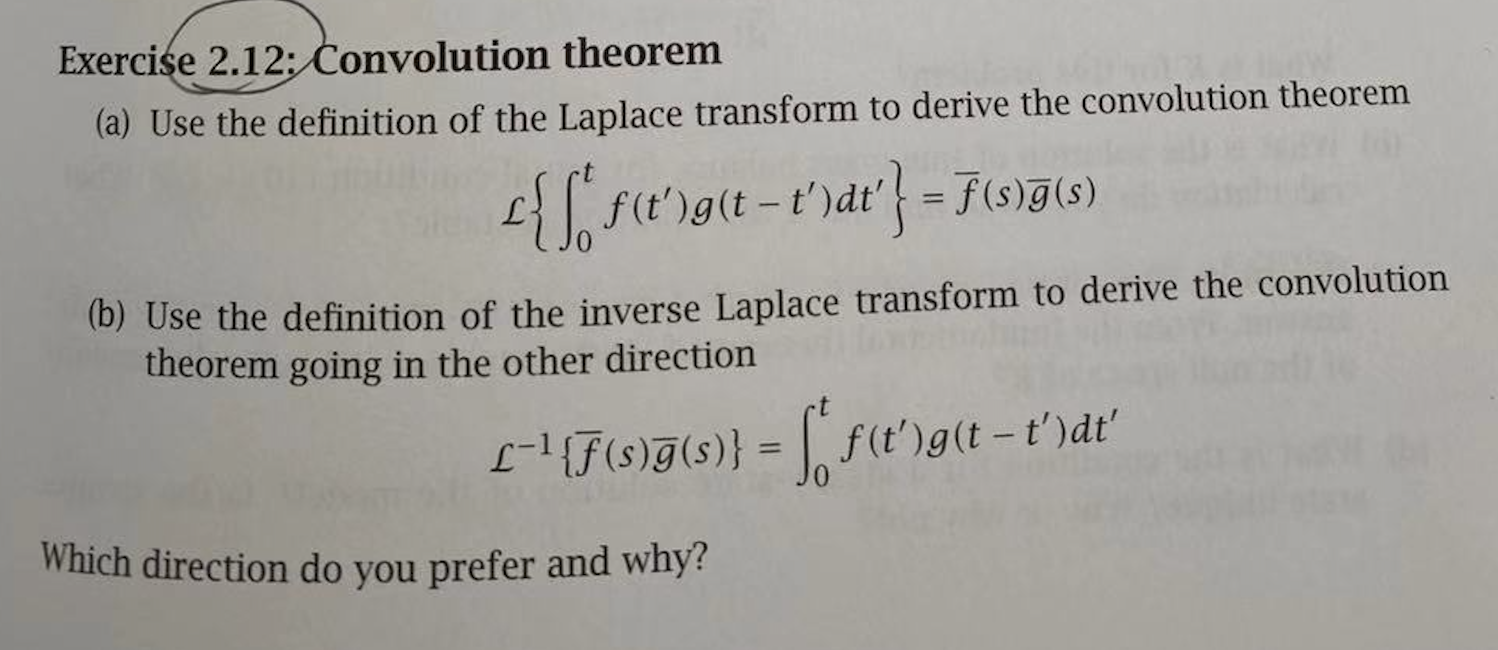 Solved Exercise 2.12: Convolution theorem (a) Use the | Chegg.com