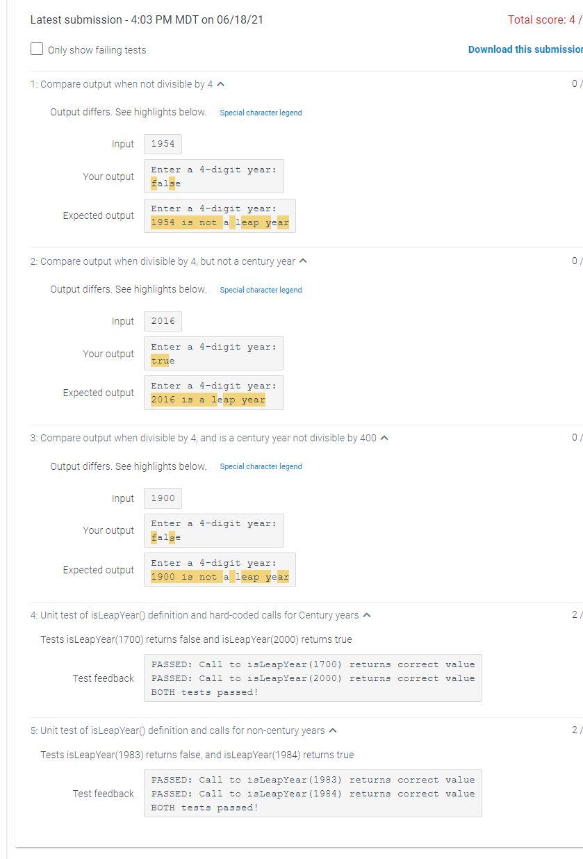 Solved Java help please. I need it to say *year* is a leap | Chegg.com