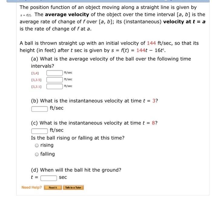Solved The Position Function Of An Object Moving Along A
