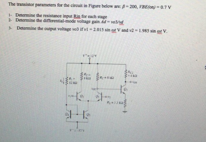 Solved The transistor parameters for the circuit in Figure | Chegg.com