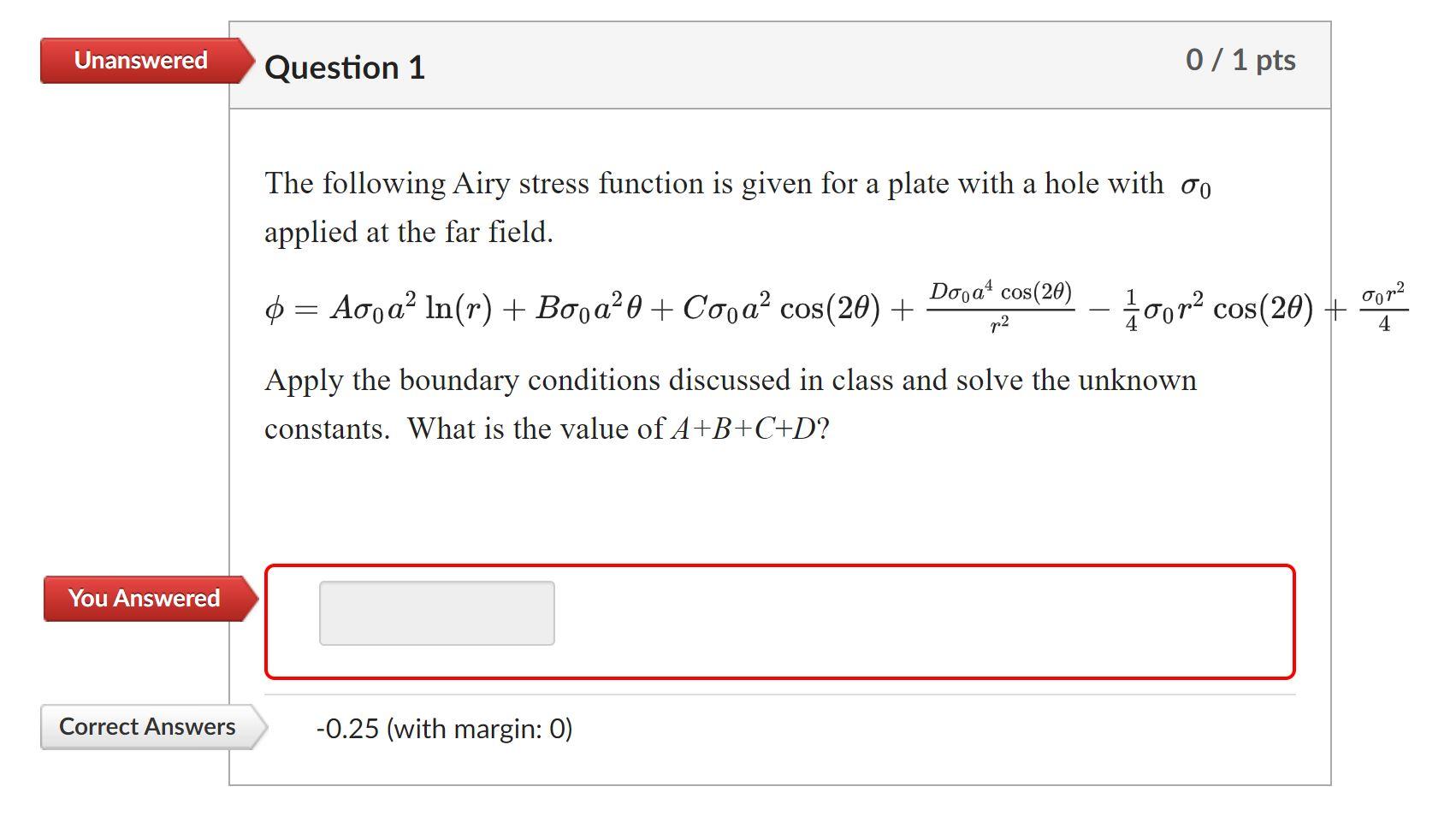The following Airy stress function is given for a | Chegg.com