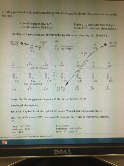 5. Using your field book, make complete profile | Chegg.com