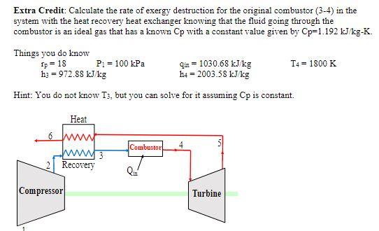 Solved Extra Credit: Calculate the rate of exergy | Chegg.com