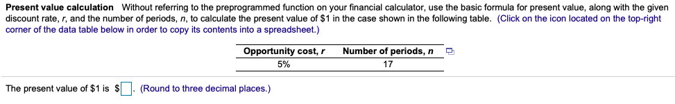 Solved Present value calculation Without referring to the | Chegg.com