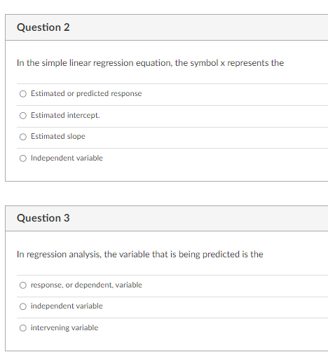 Solved In the simple linear regression equation, the symbol | Chegg.com