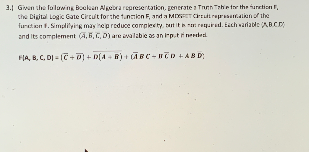 Solved 3.) Given the following Boolean Algebra | Chegg.com