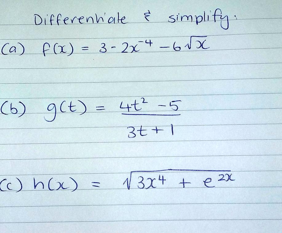 Solved Differentiate & & simplify. (a) f(x) = 3-2x4 - 600 | Chegg.com