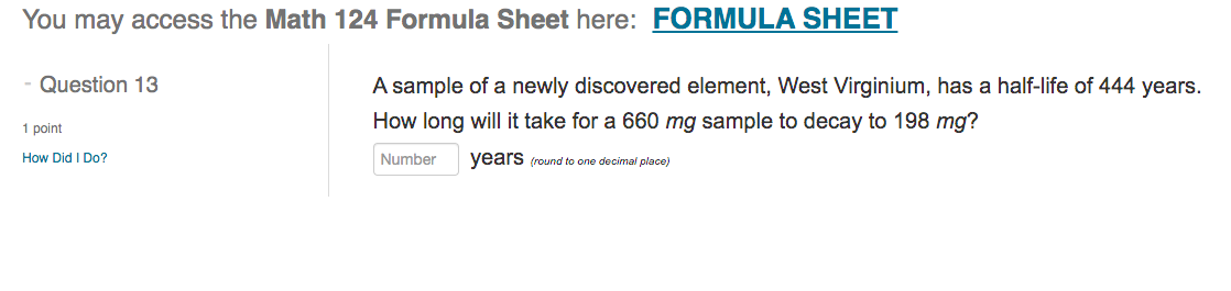 Solved You may access the Math 124 Formula Sheet here: | Chegg.com