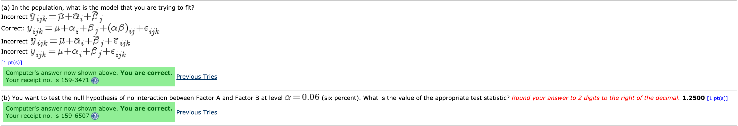 Solved A two-way analysis of variance model with interaction | Chegg.com