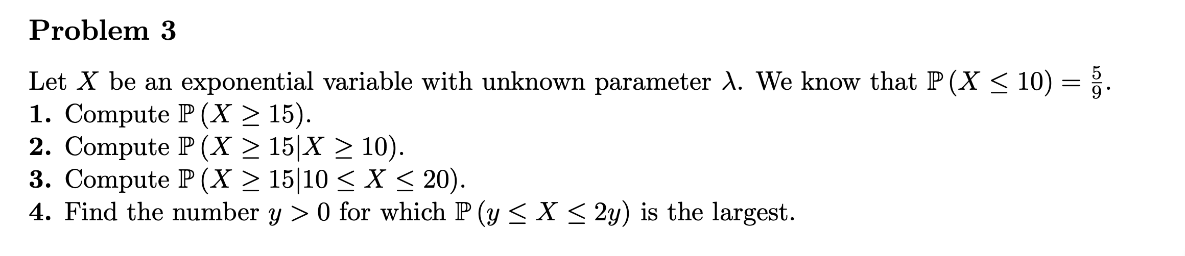Solved Problem 3 Let X be an exponential variable with | Chegg.com