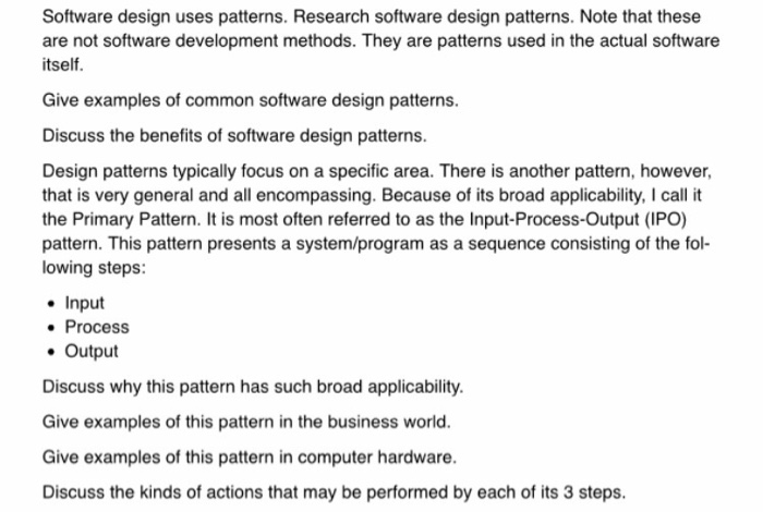 Solved Software Design Uses Patterns Research Software