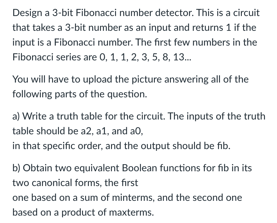 Solved Design A 3 Bit Fibonacci Number Detector This Is A 7587