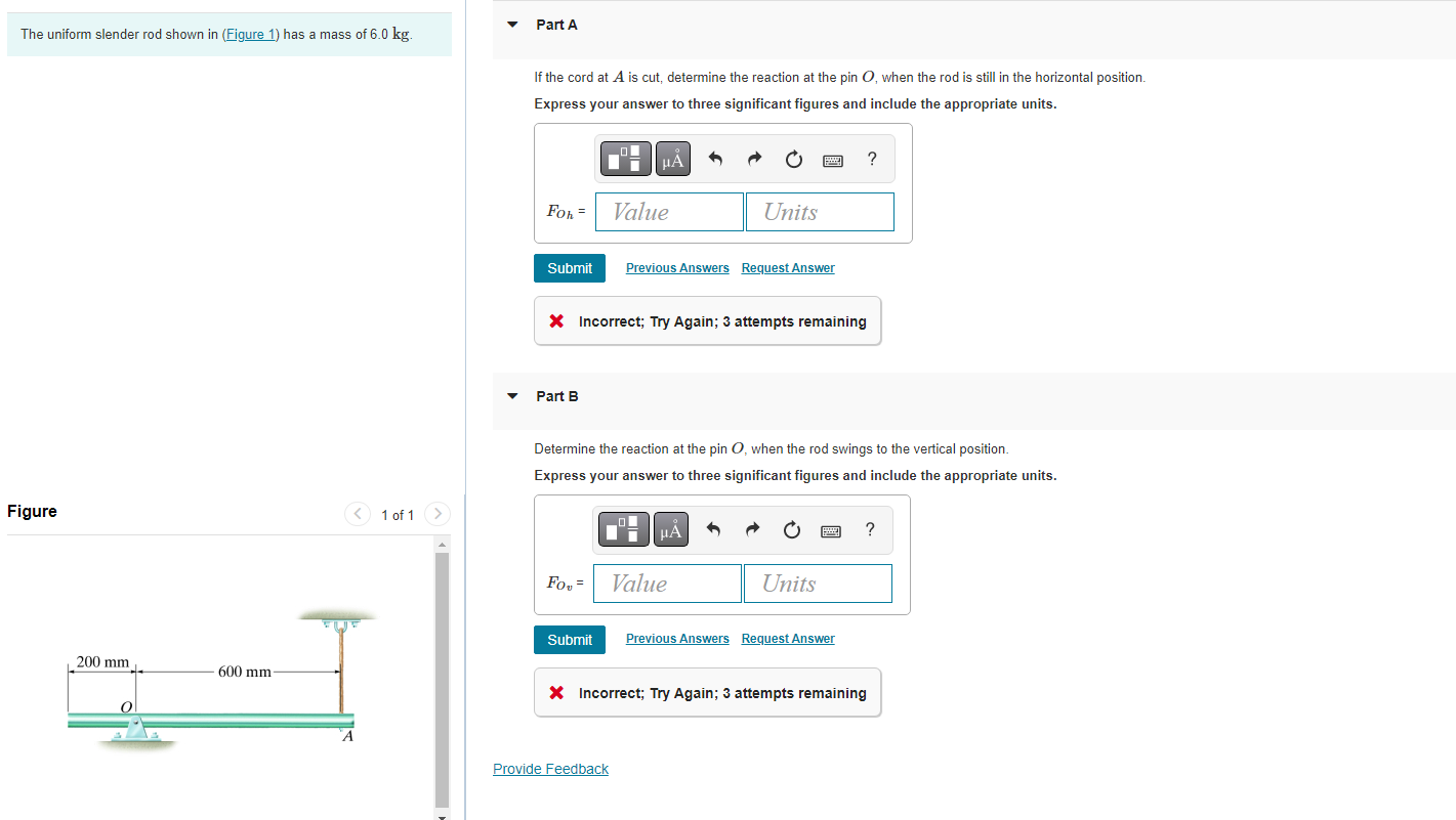 Solved The uniform slender rod shown in (Figure 1) has a | Chegg.com