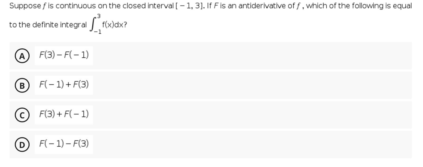 Solved Supposef is continuous on the closed interval [ -1, | Chegg.com