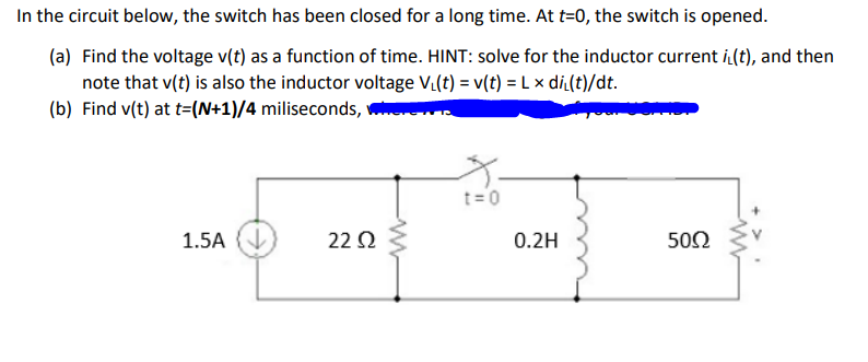 Solved In the circuit below, the switch has been closed for | Chegg.com